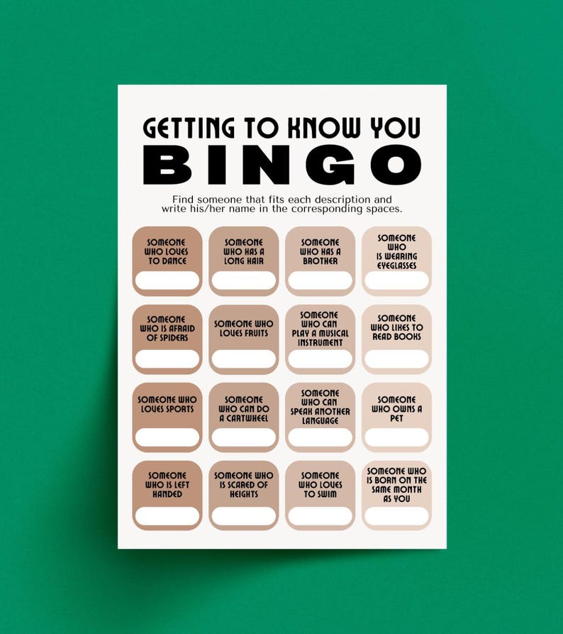 Getting to Know You Bingo Printable • Icebreaker Team Building (PDF ...