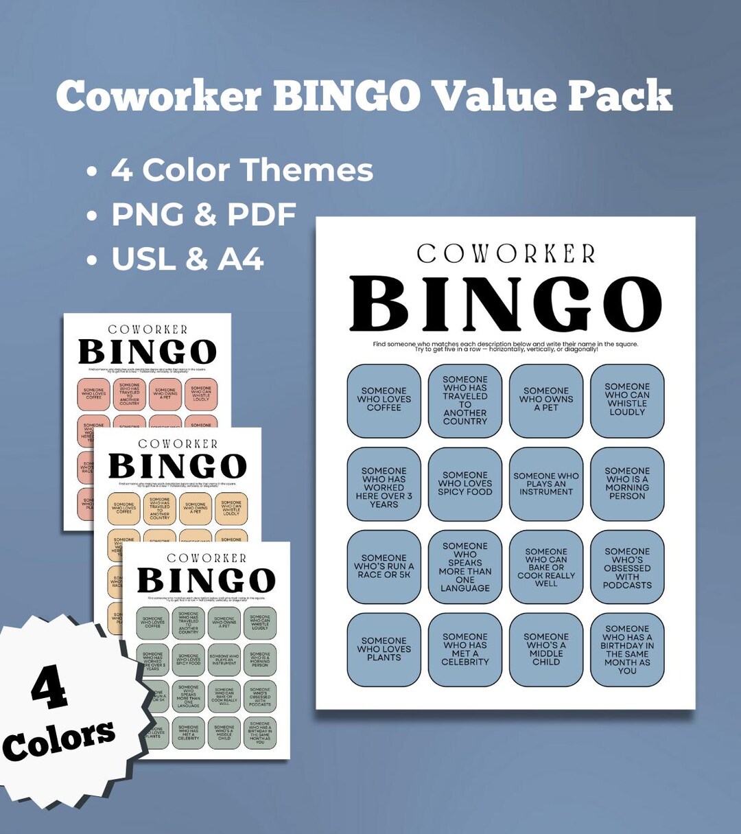 Coworker Bingo Printable, Office Team Building Game (instant Download ...
