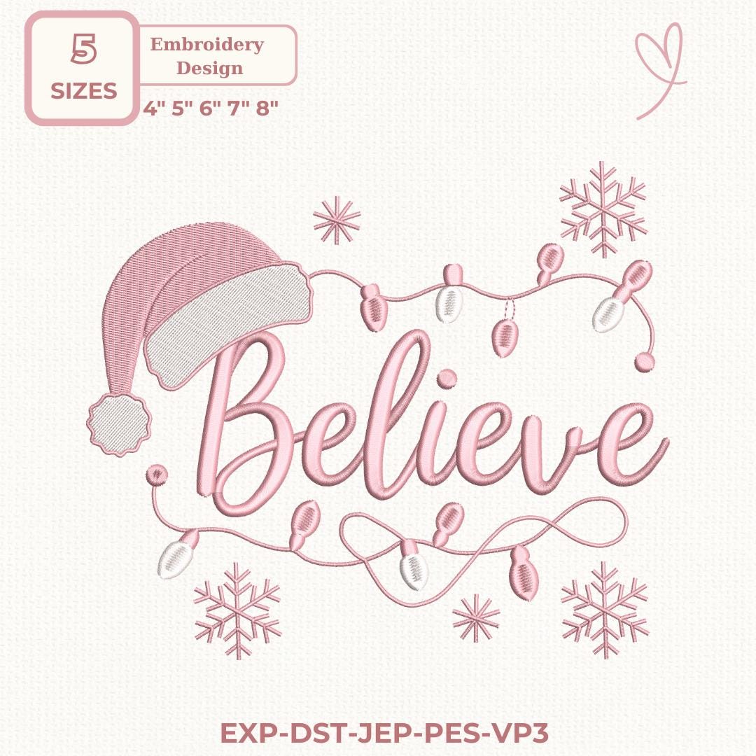 Believe Machine Embroidery Design, Christmas Embroidery File, Believe ...