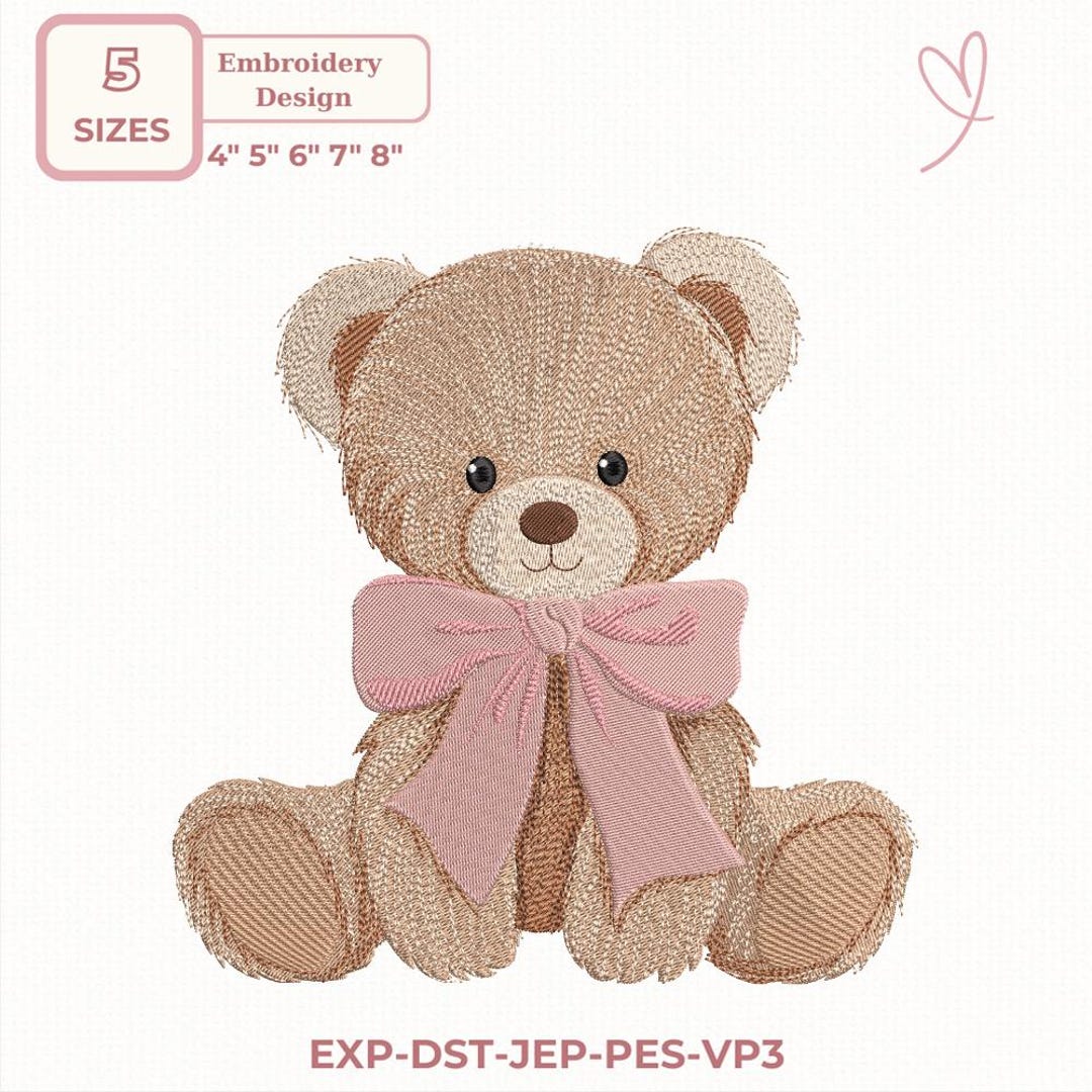 Baby Bear Embroidery, Teddy Bear Machine Embroidery Design, Instant ...