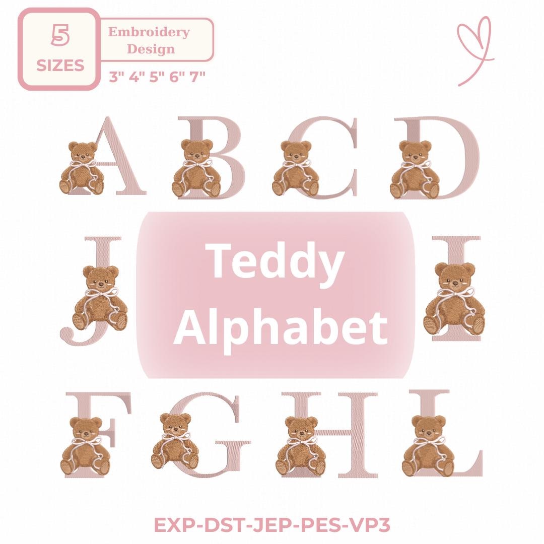 Teddy Bear Alphabet Embroidery Design, Cute Baby Letter Machine ...