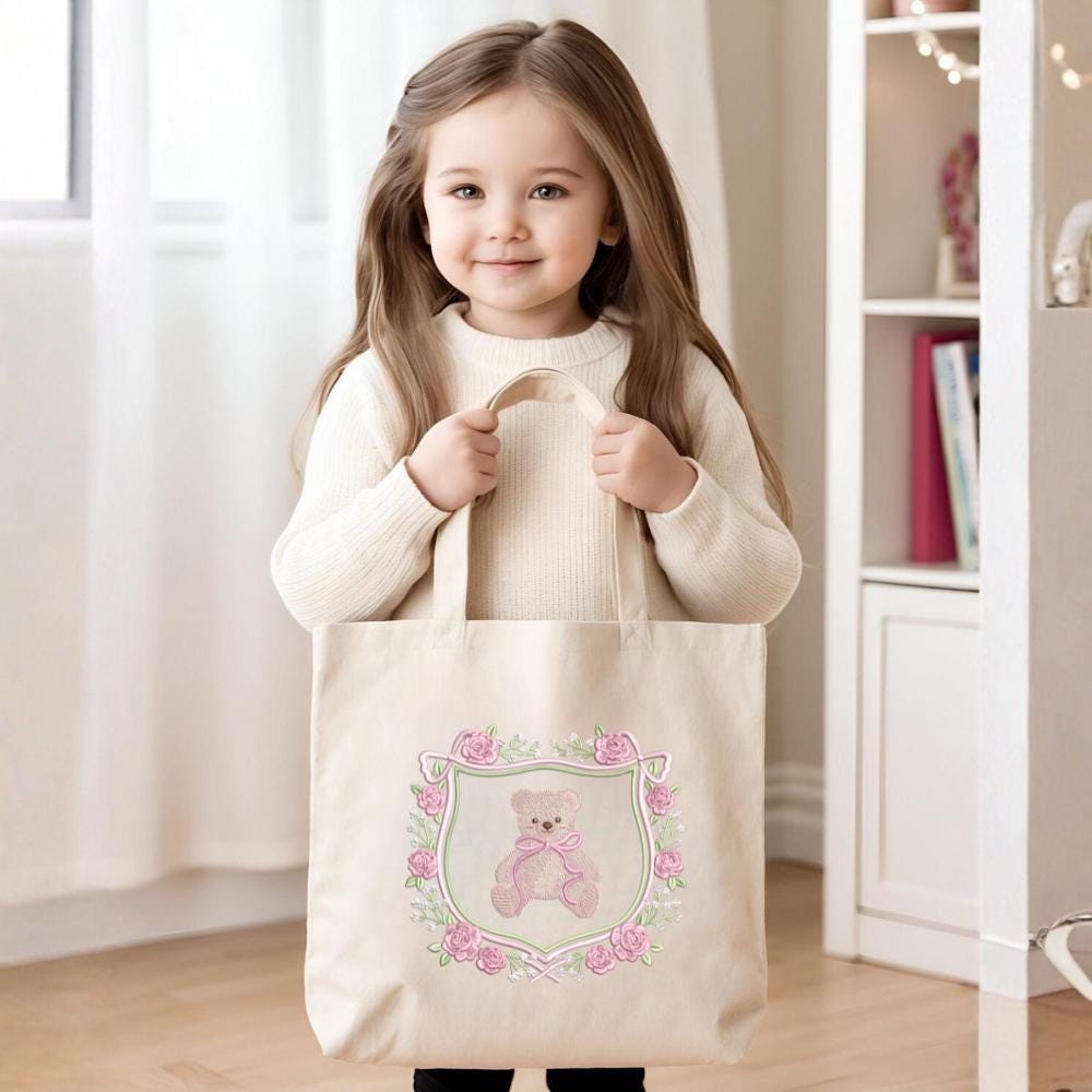 Floral Teddy Monogram Frame Embroidery Design, Embroidery Monogram ...