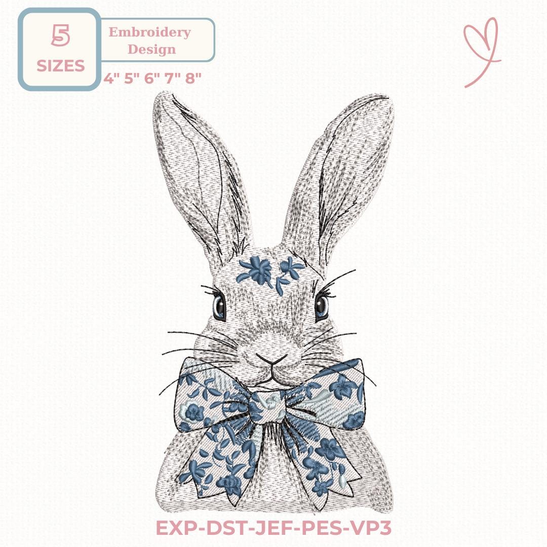 Bunny Embroidery Design, Floral Vintage Rabbit, Baby Nursery Machine ...