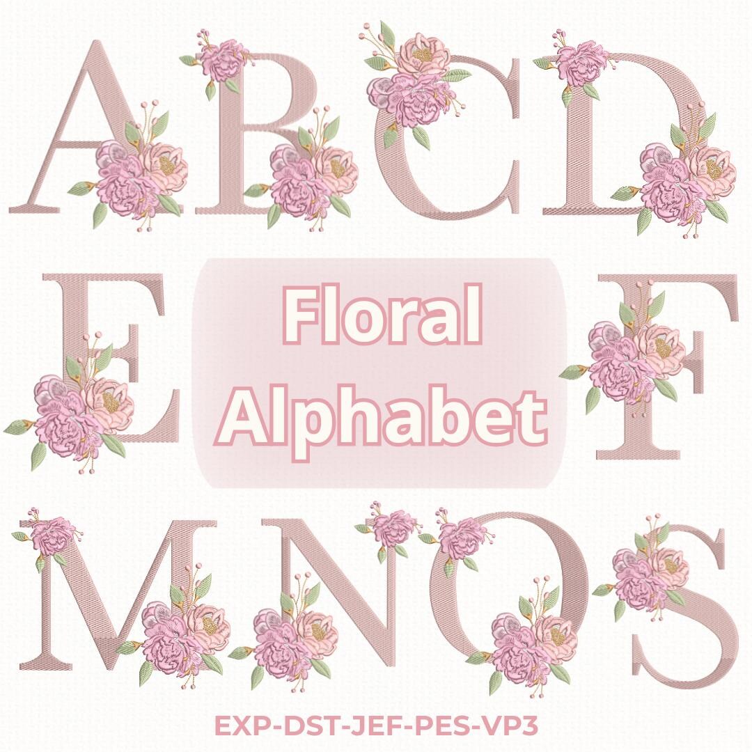Floral Alphabet Embroidery Design, A-Z Font Bundle, Dst,des, Exp, Jep ...