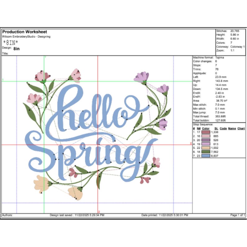 Hello Spring Embroidery Design, Floral Spring Machine Embroidery ...