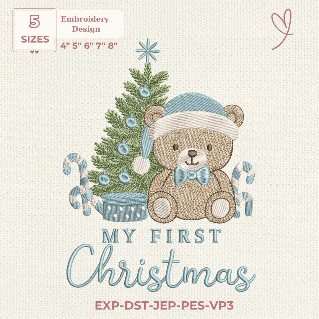 My First Christmas Embroidery Design, Baby Christmas, 1st Xmas Design ...