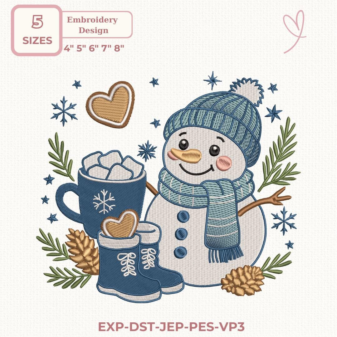 Christmas Snowman Embroidery File, Merry Christmas Design, Christmas ...
