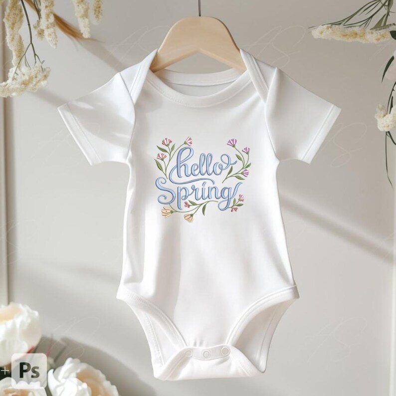 Hello Spring Embroidery Design, Floral Spring Machine Embroidery ...