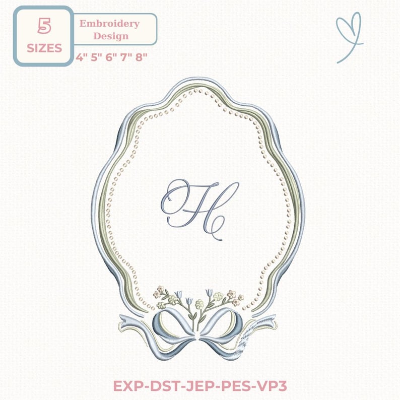 Floral Frame Machine Embroidery Design – Oval Wreath Monogram Frame, 5 ...
