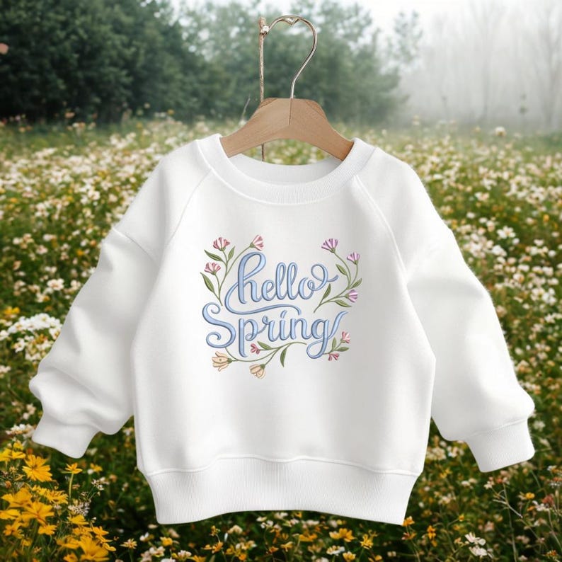 Hello Spring Embroidery Design, Floral Spring Machine Embroidery ...