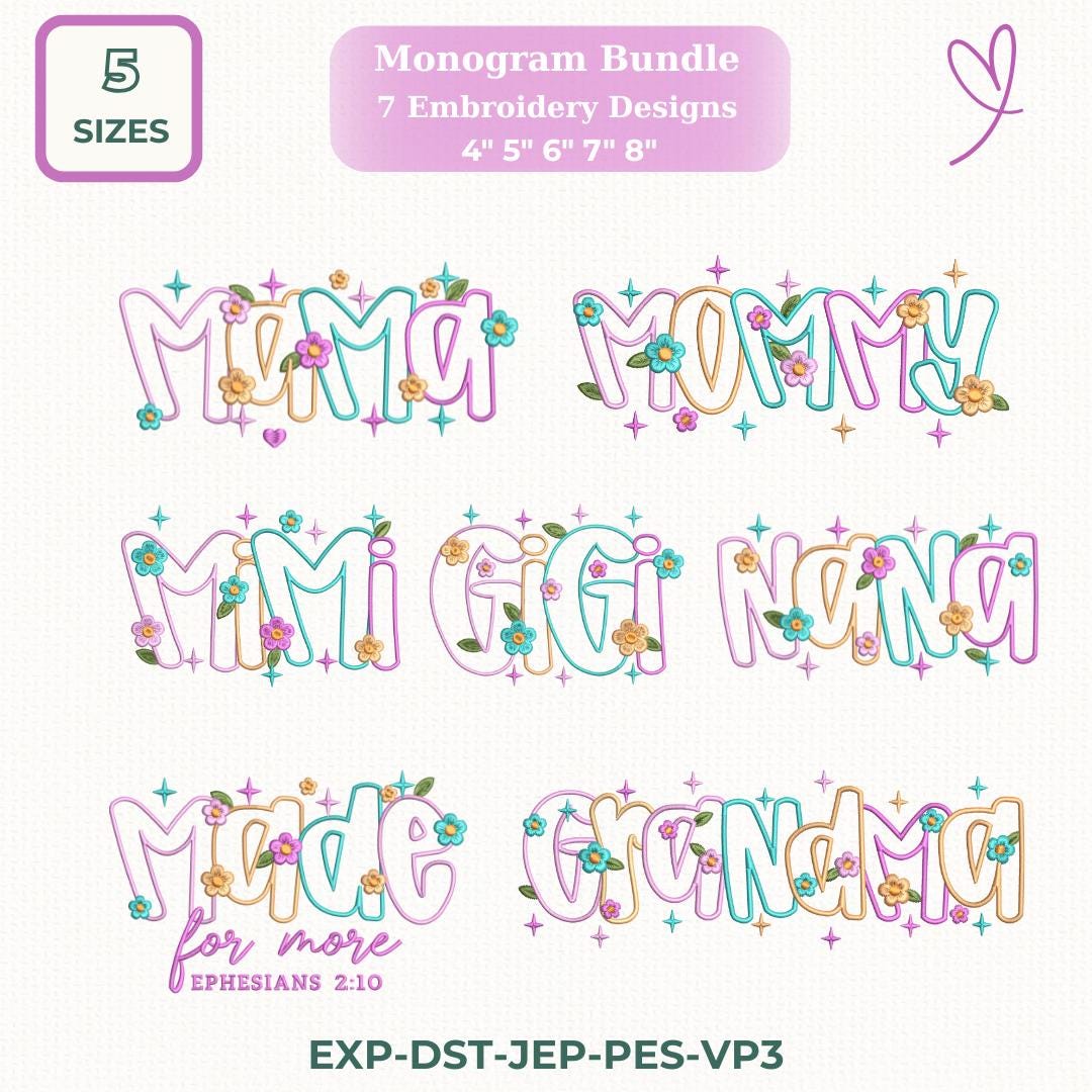 Mama Embroidery Design Bundle, Mothers Day Embroidery Design, Gift From ...