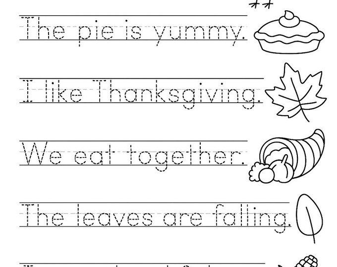 Thanksgiving Sentences (tracing) - Etsy