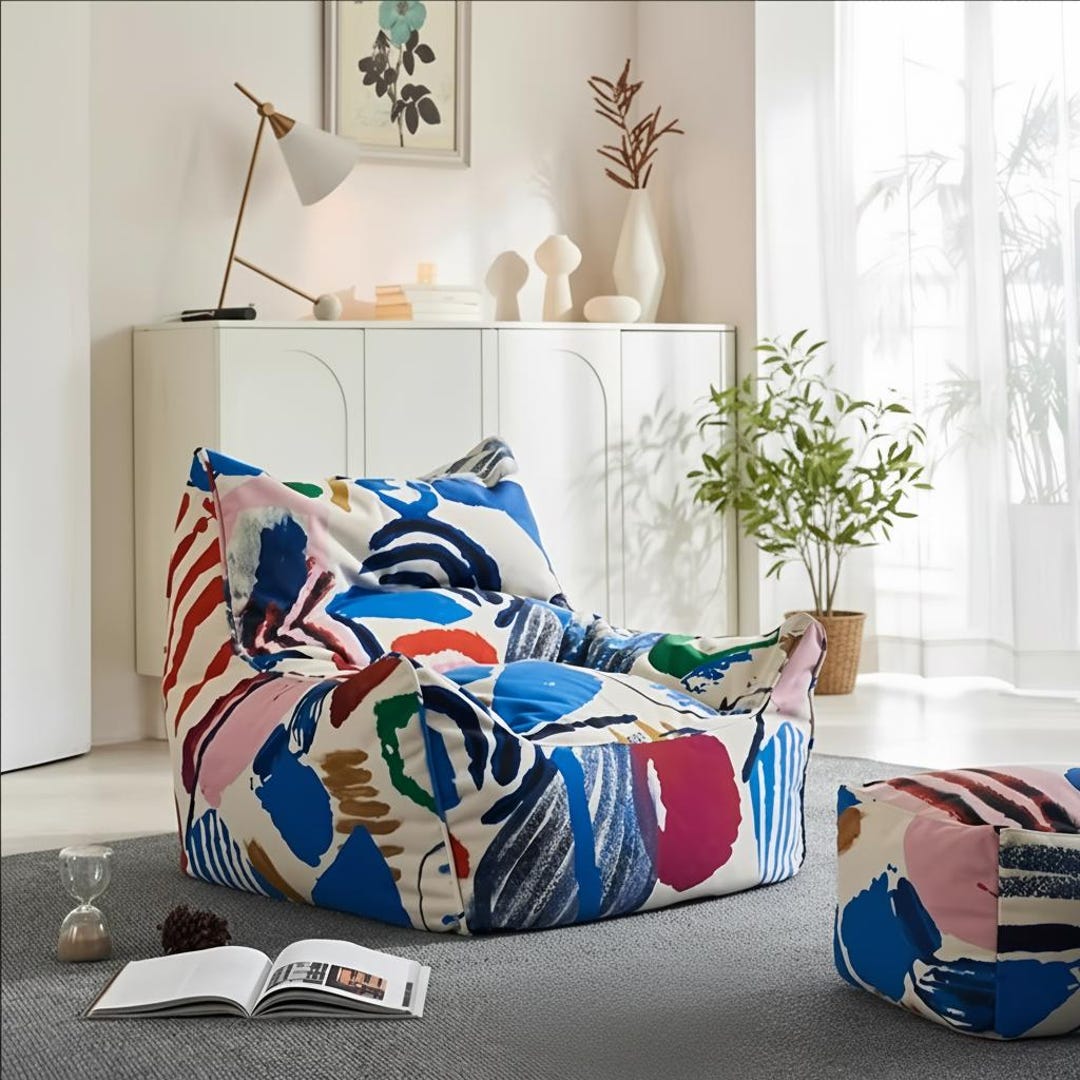 Abstract Art Graffiti Bean Bag Cover - Multicolor Fabric Lounge ...