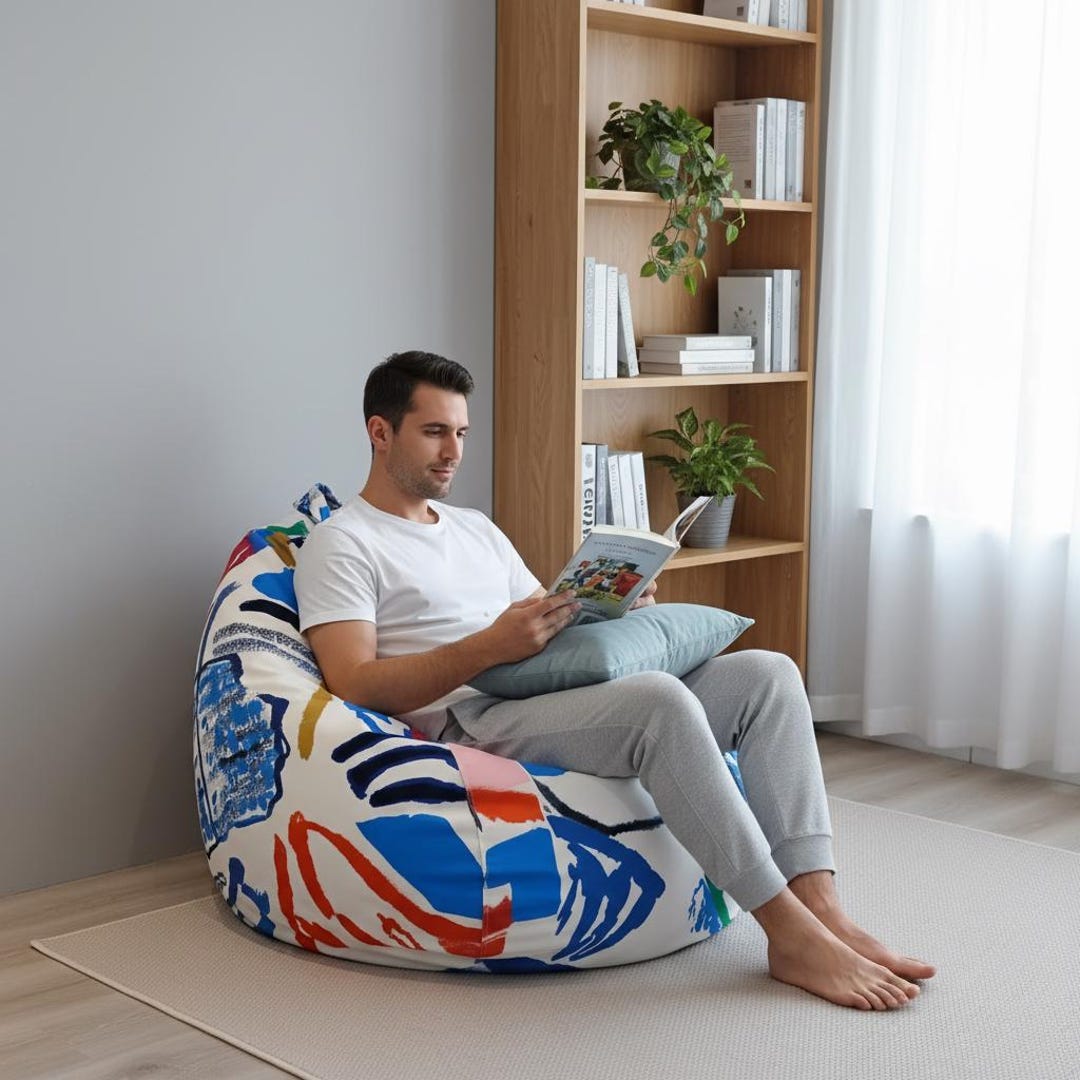 Abstract Art Graffiti Bean Bag Cover - Colorful Canvas Lounge Slipcover ...