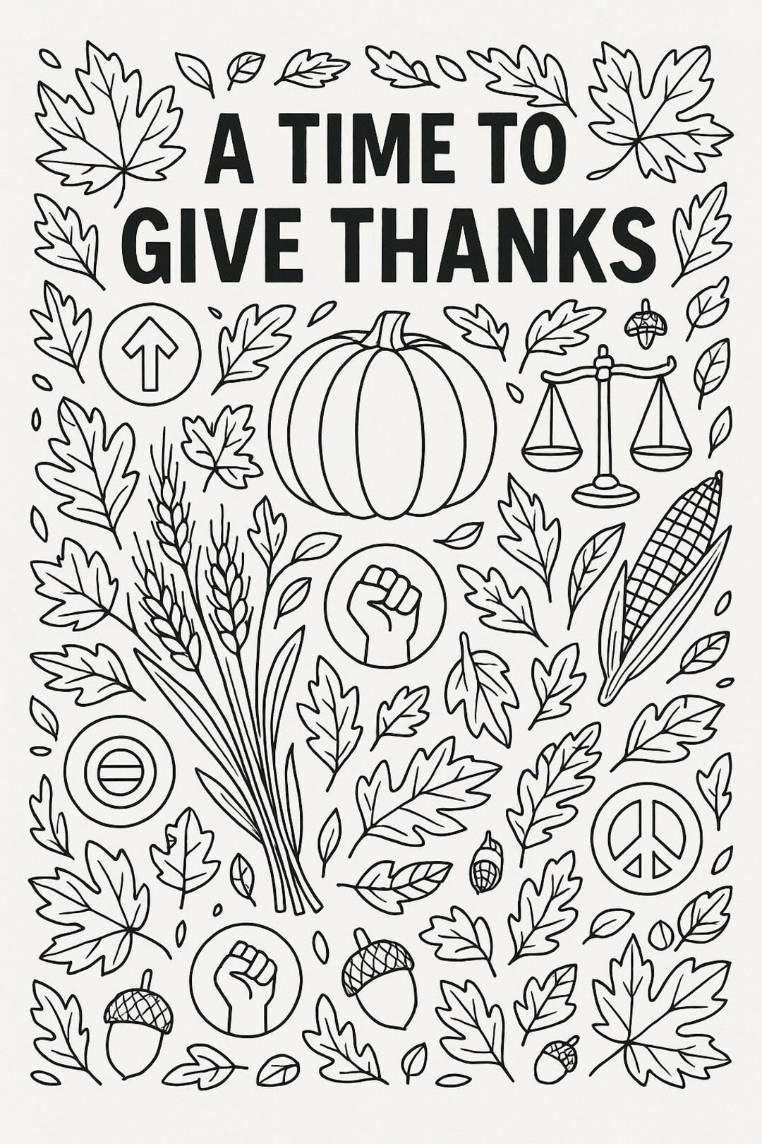 Thanksgiving Coloring Sheet - A Time to Give Thanks - Etsy