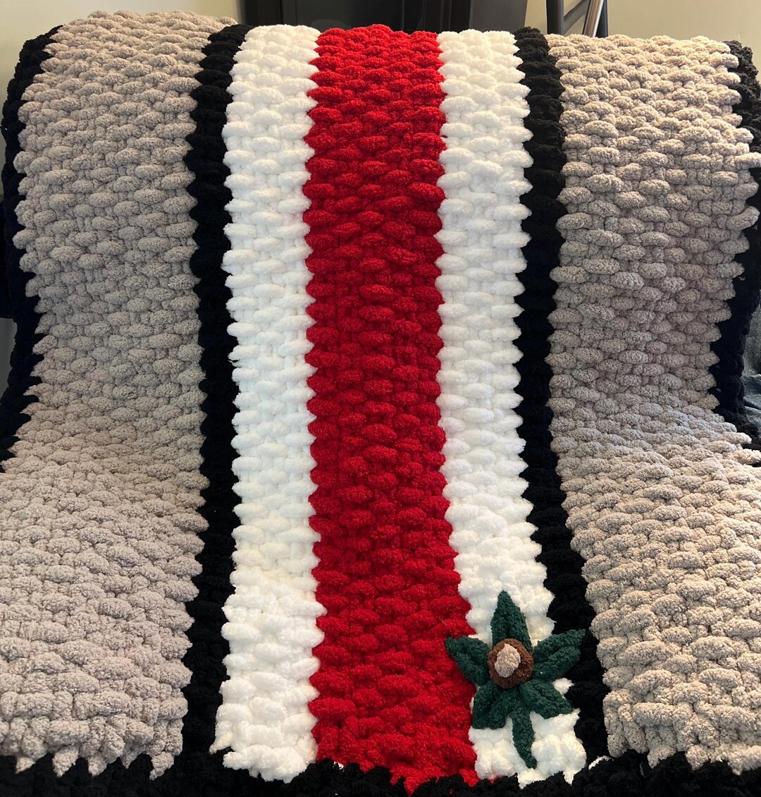 Scarlet and Gray Spirit - Handmade Chunky Knit Blanket! - Etsy