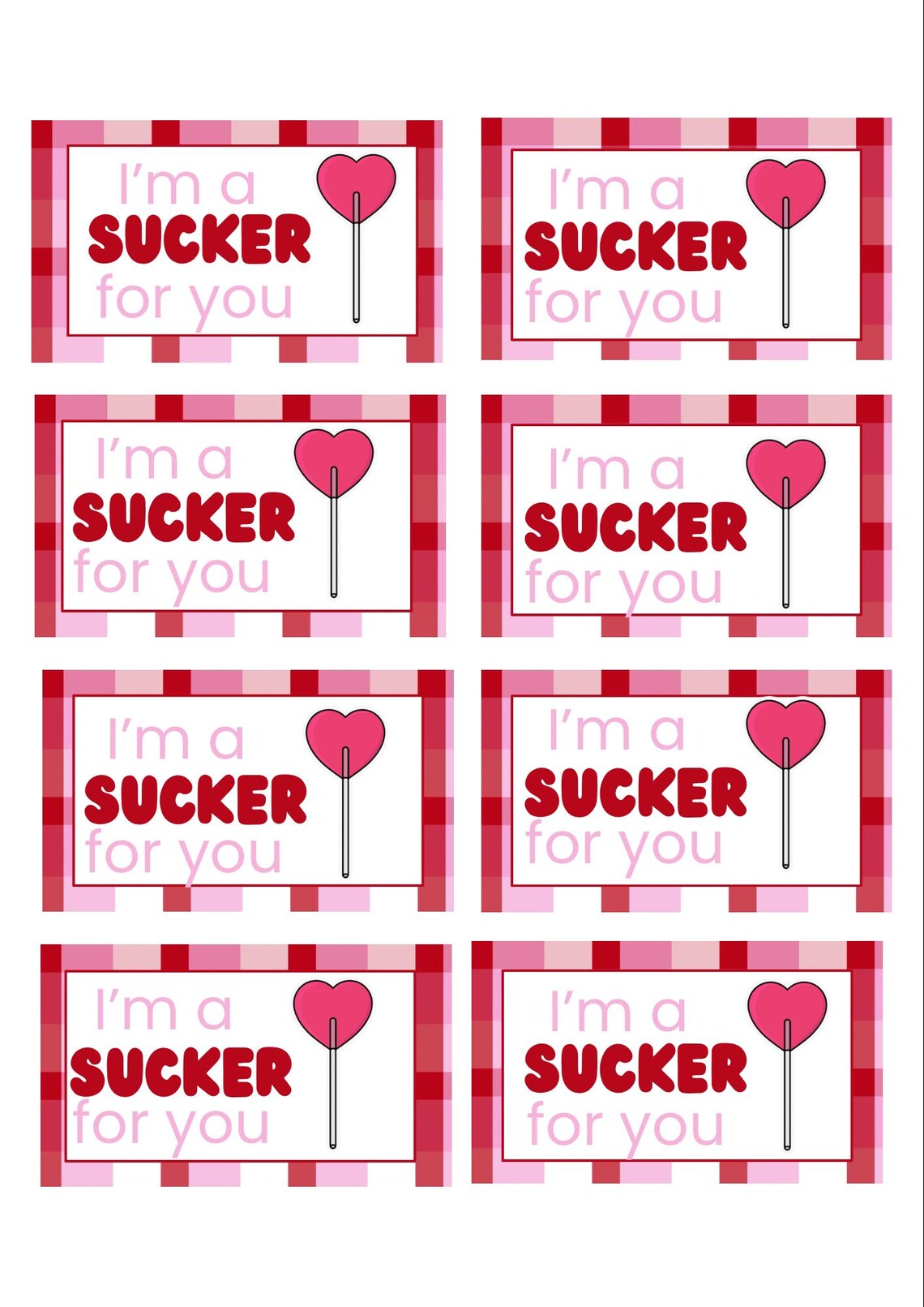 Valentine Sucker Tag Printable | I’m a Sucker for You Valentine ...