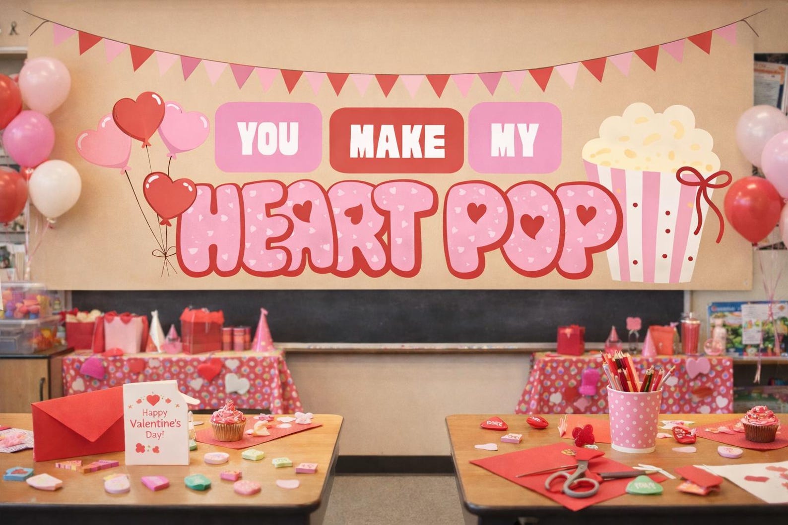 You Make My Heart Pop Banner | Valentine’s Day Classroom Decor - Etsy