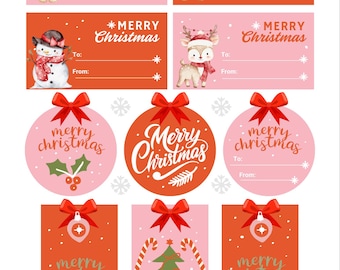 Christmas Gift Tags - Gingerbread, Snowman, Santa, Reindeer - Printable ...