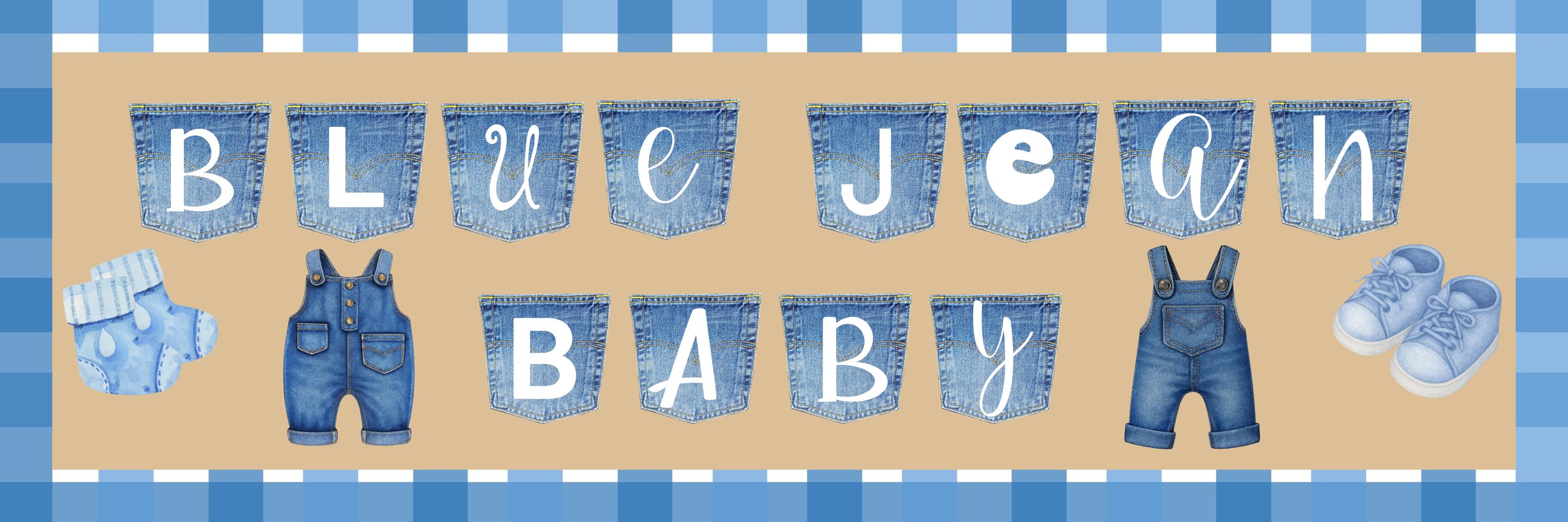 Blue Jean Baby Shower Banner, Rustic Denim Backdrop (2x6 Ft, Digital ...