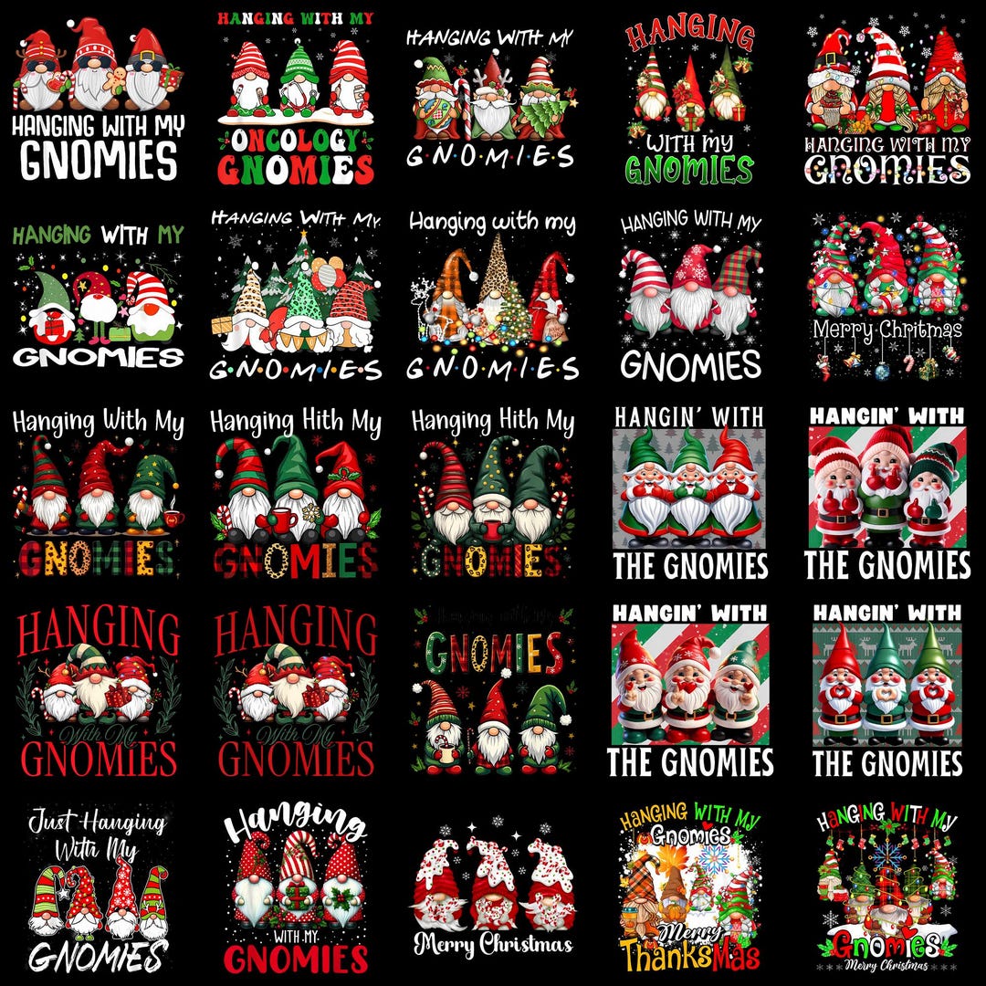 Hanging With My Gnomies Christmas PNG, Funny Family Matching Pajamas ...