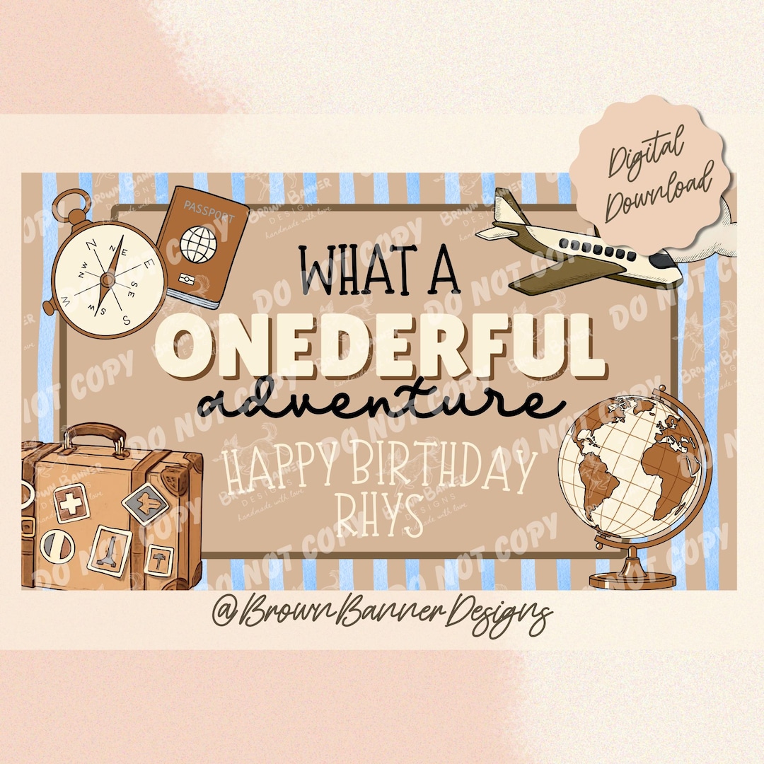 Onederful Adventure Travel Birthday Banner Template | Editable Canva ...