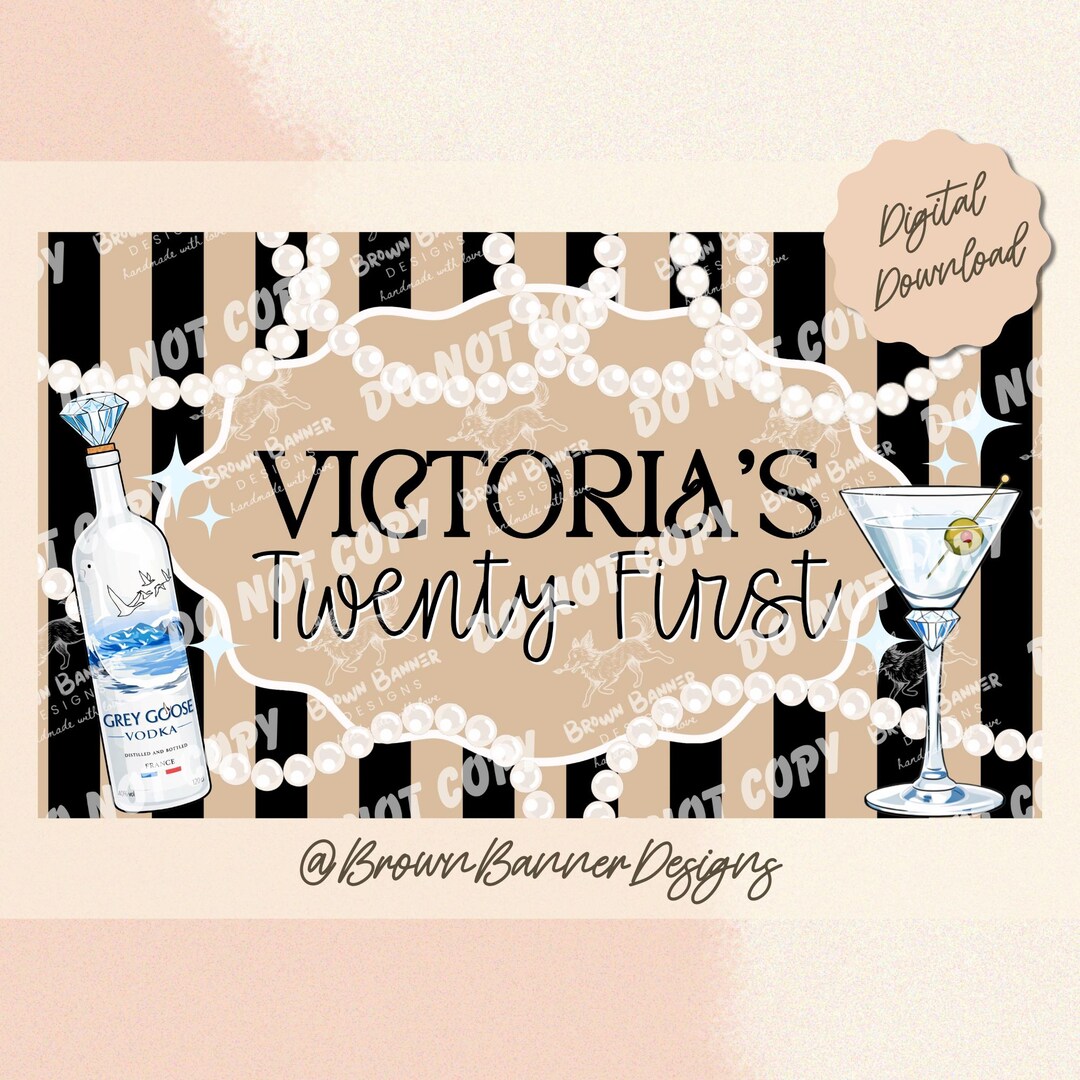 Twenty First Birthday Vodka Banner Template | Editable Canva Design ...