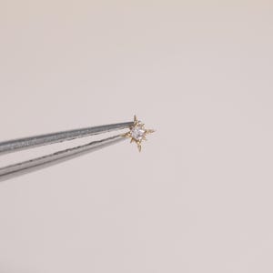 14K Solid Gold Star Cartilage Stud • Flat Back Helix Earring for New ...
