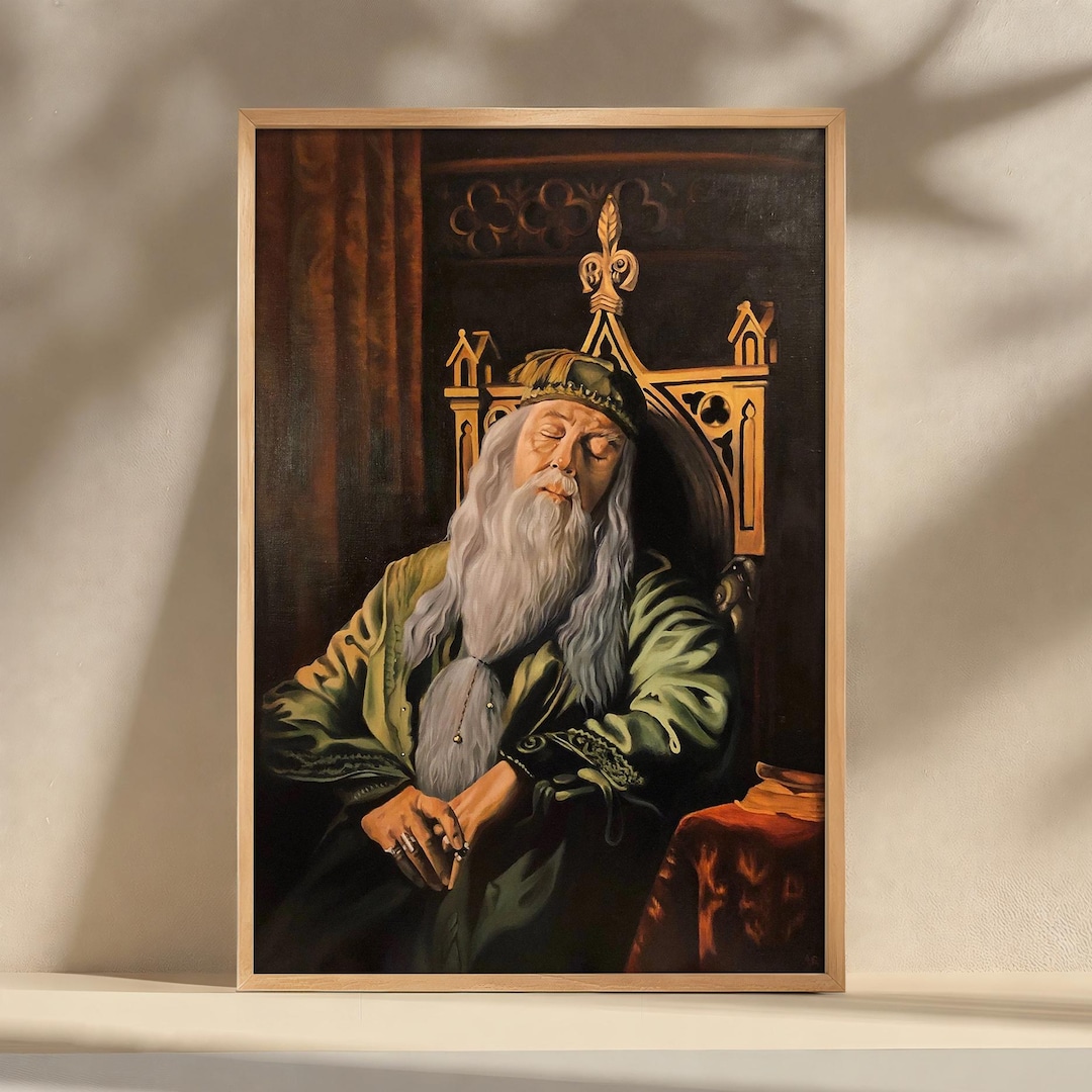 Headmaster Albus Sleeping Poster, Wise Wizard on the Throne, Dark ...