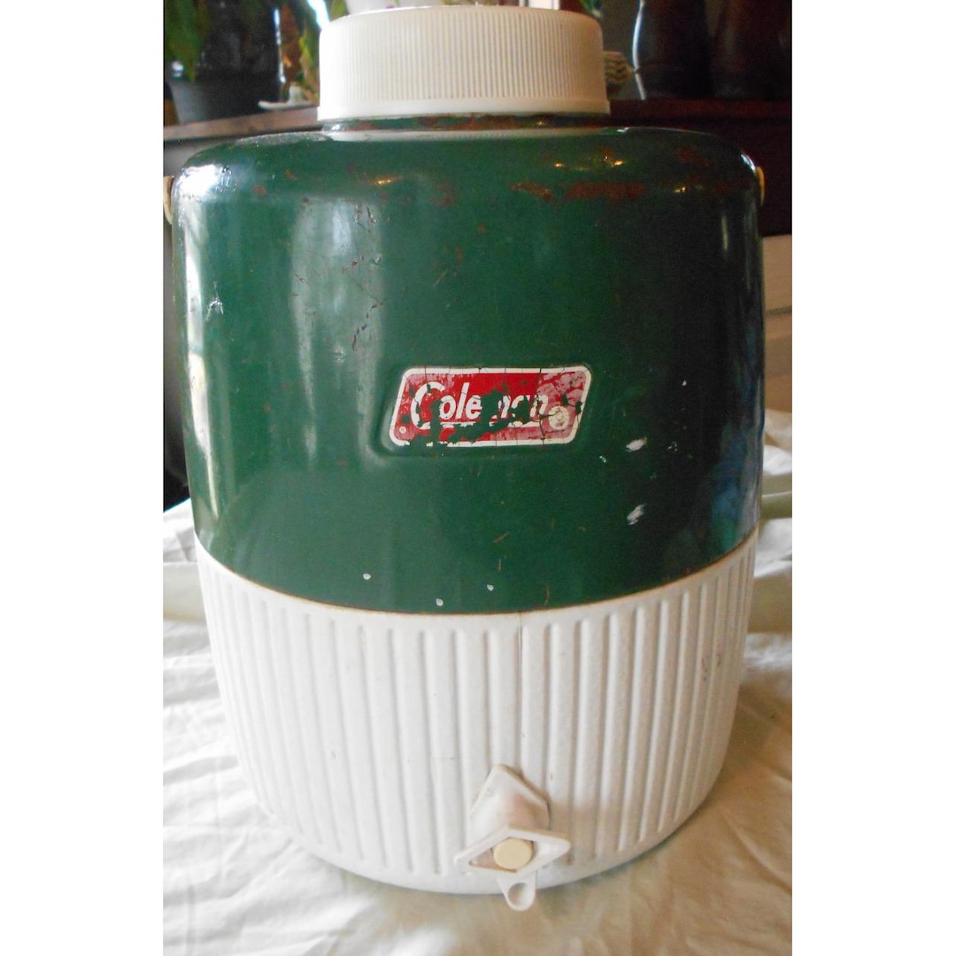 COLEMAN Vintage Water Jug Cooler Drink Dispenser Green White 2 Gallon ...