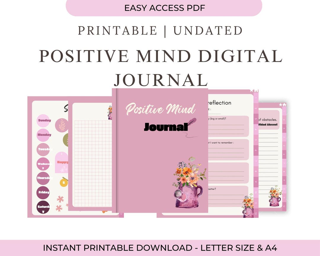 Positive Mind Digital Journal | Daily Mindset, Self-care & Gratitude ...