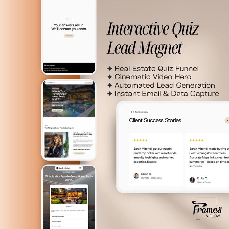 Realtor Lead Gen Kit | Framer, Canva Templates, Quiz Funnel (digital ...
