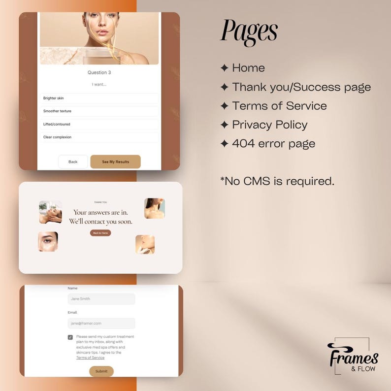 Luxury Med Spa Lead Gen Kit | Quiz Funnel, Services Guide (framer ...