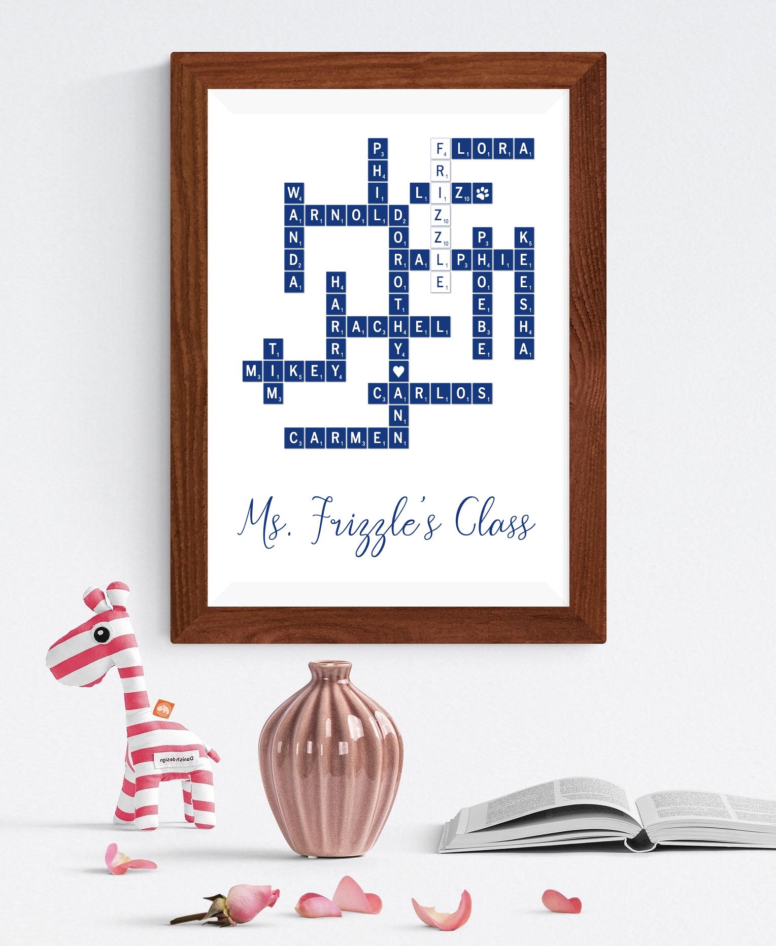 Personalized Family Scrabble Print | Custom Crossword Puzzle With Names ...