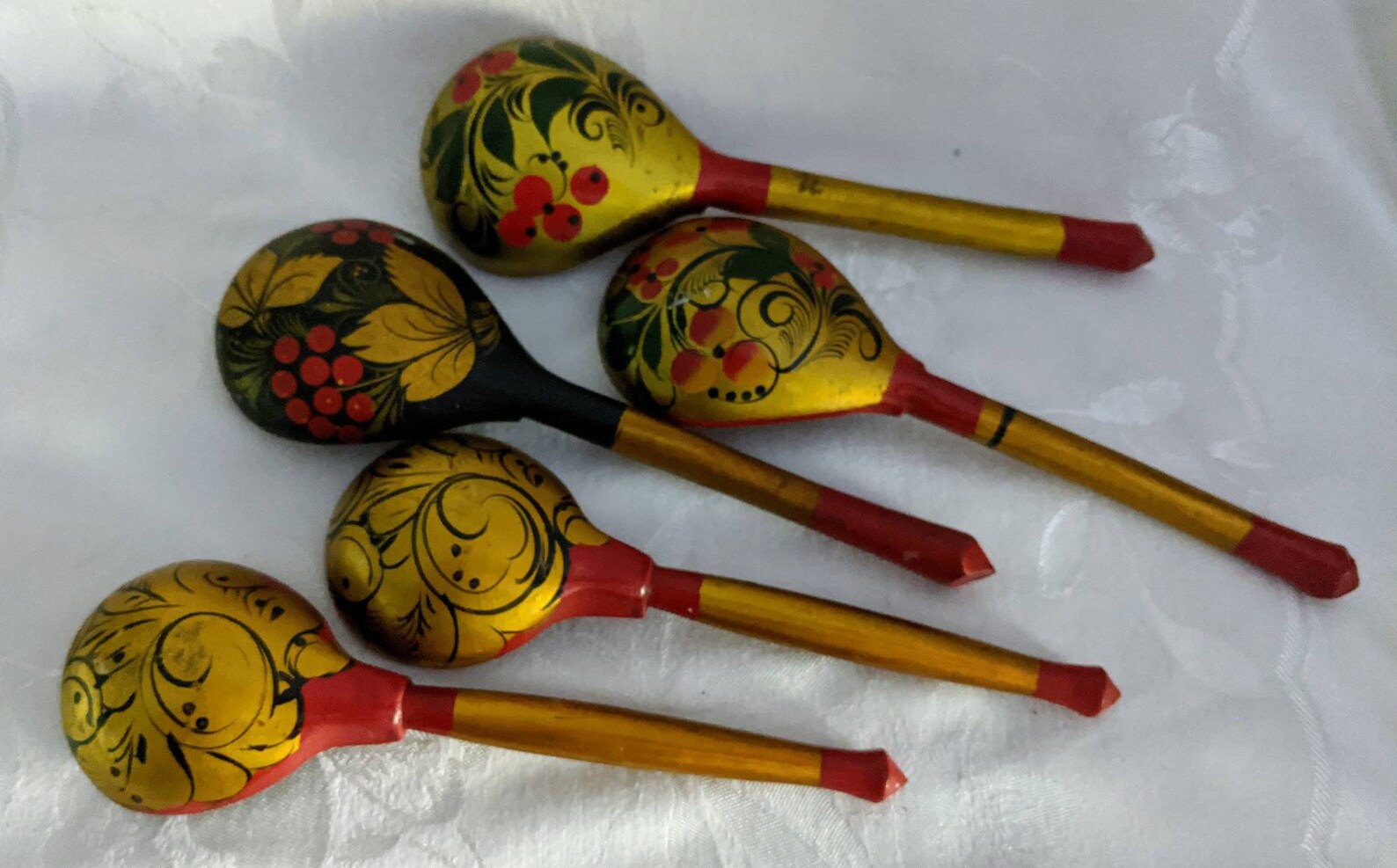 Hand Carved Russian Wooden Spoons/ Khokhloma/ Five | Etsy