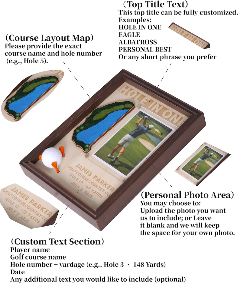 Personalized Hole in One Shadow Box | Golf Retirement Gift for Him ...