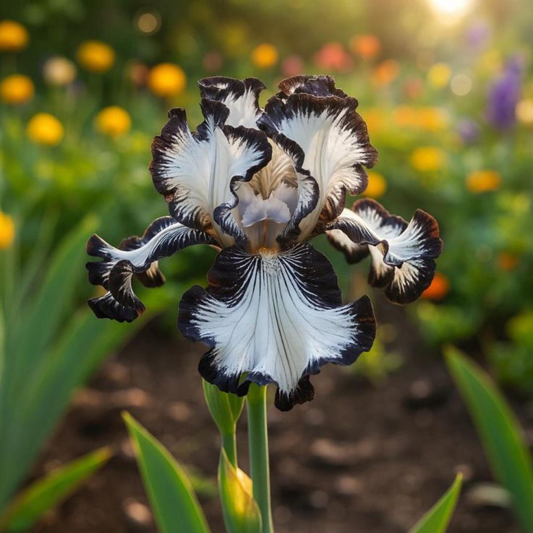 35 Iris Seeds – Rare Bicolor Perennial Flower | Black & White Iris for ...