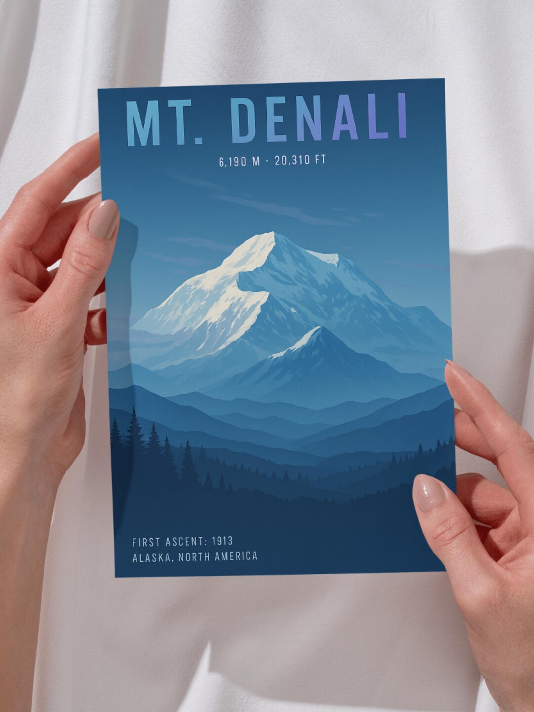 Denali Poster | Alaska Mountain, Seven Summits Art - Etsy
