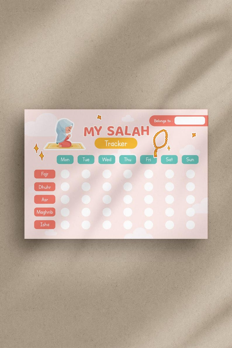 Salah Tracker for Kids | Printable Prayer Chart | Muslim Homeschool ...