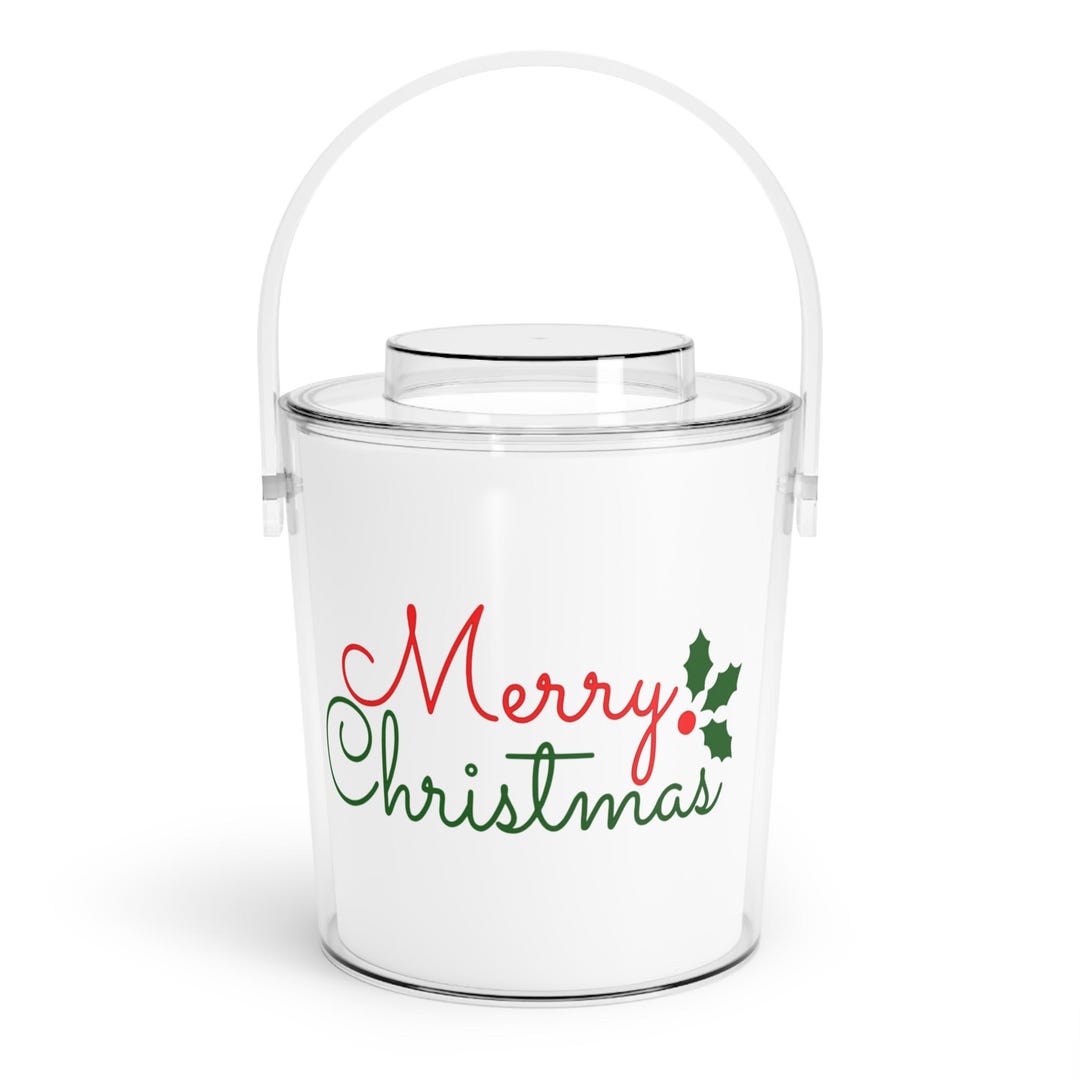 Merry Christmas Acrylic Ice Bucket | Holiday Party Decor - Etsy