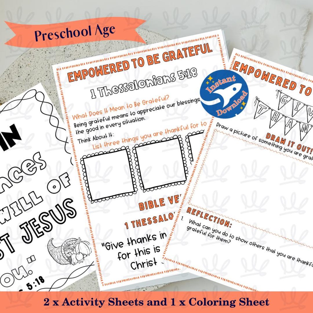 Empowered to Be Grateful Activity Set for Preschool Kids (DIGITAL) - Etsy