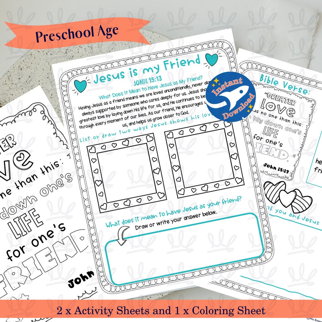 Jesus is My Friend Activity Sheets for Preschool Kids (DIGITAL) - Etsy