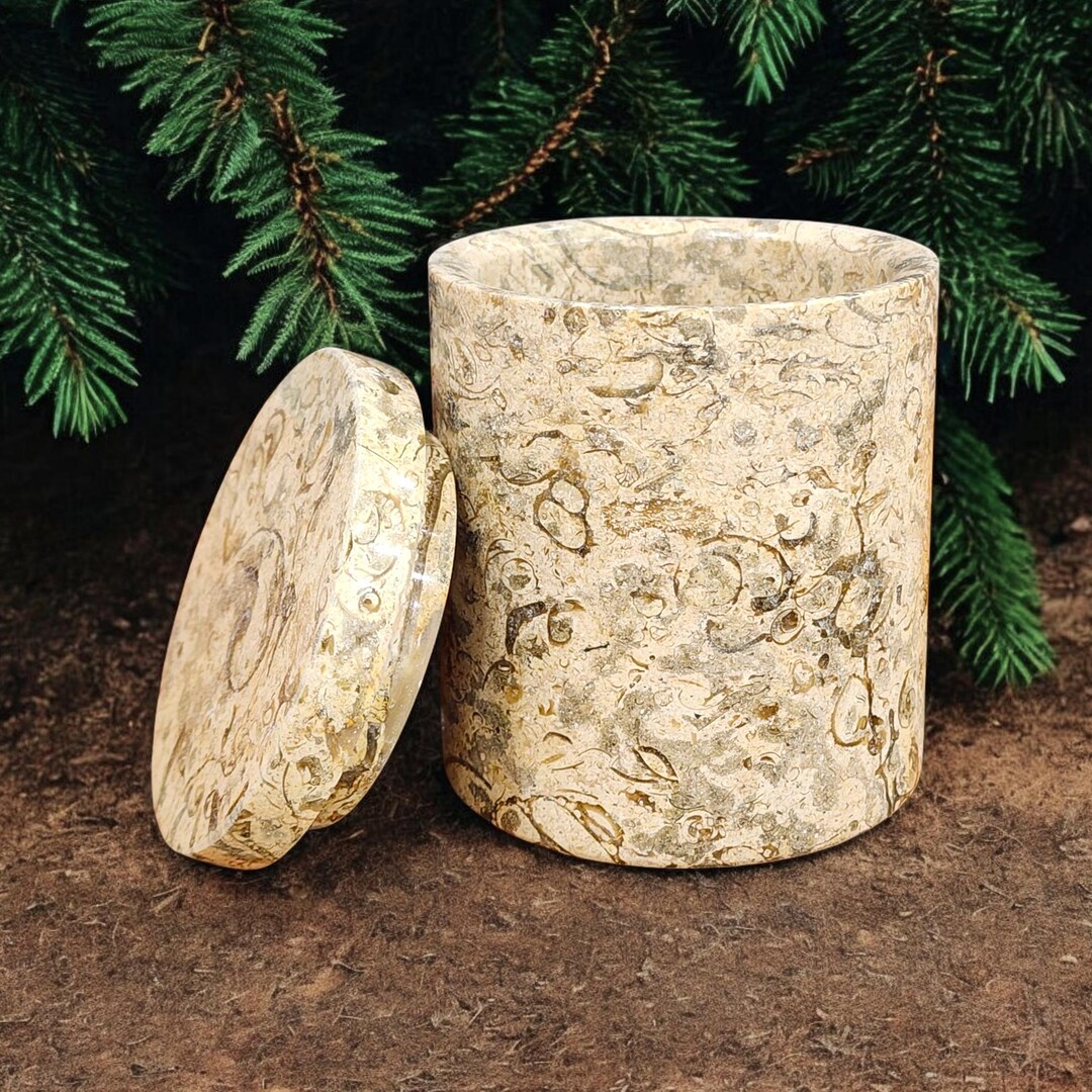 Marble Jar With Lid for Dining Table & Kitchen, Salt and Pepper Cellar ...