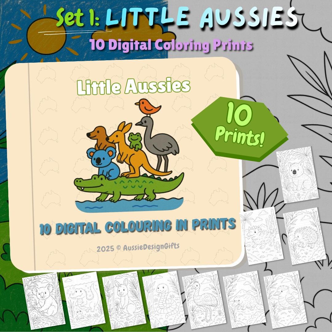 LITTLE AUSSIES | Set 1: Kawii Cute Aussie Animal Coloring Prints by ...