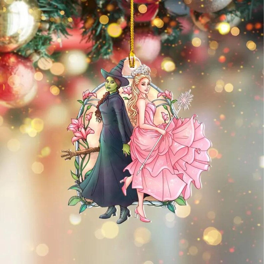 Elphaba and Glinda Besties Acrylic Ornament, Wicked Christmas Ornament ...