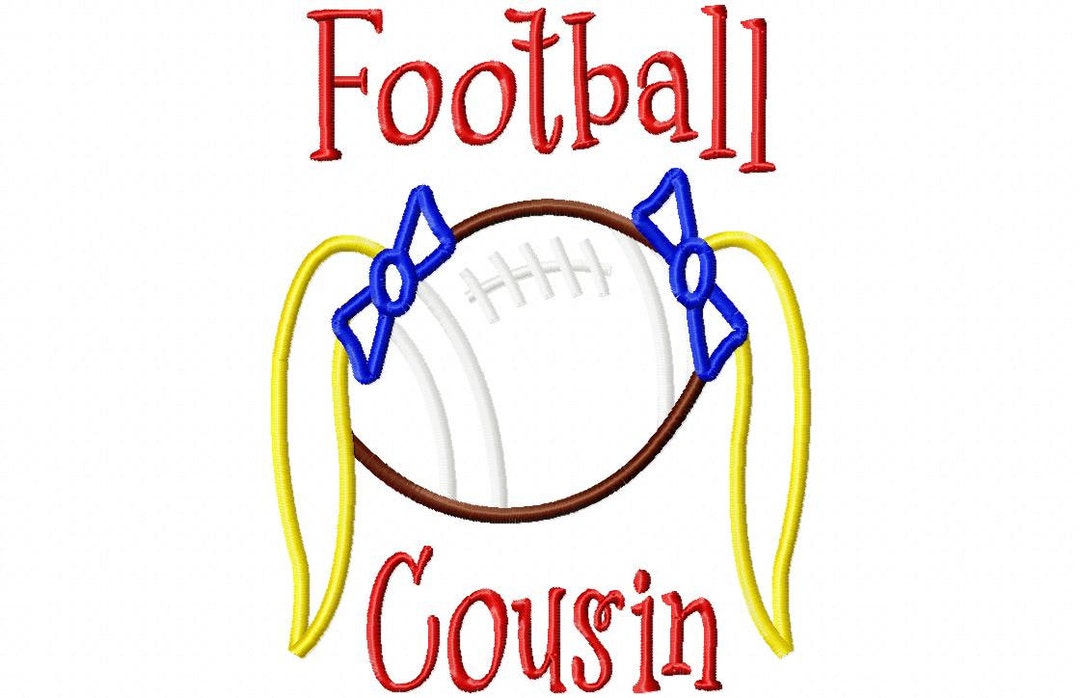Football Cousin Pig Tails Football Applique Machine Embroidery Design 4 ...