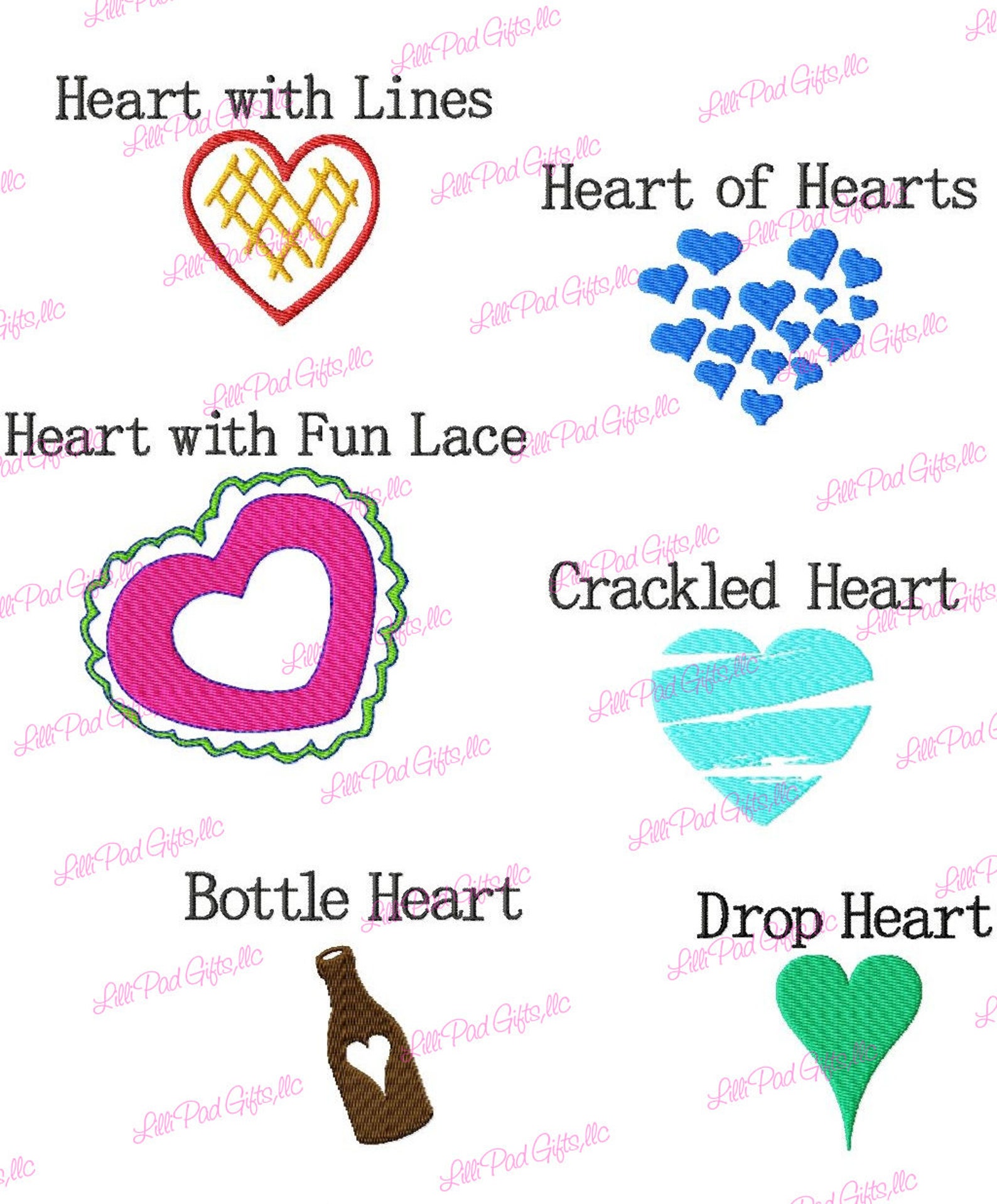 Heart Designs Machine Embroidery 10 different designs in | Etsy