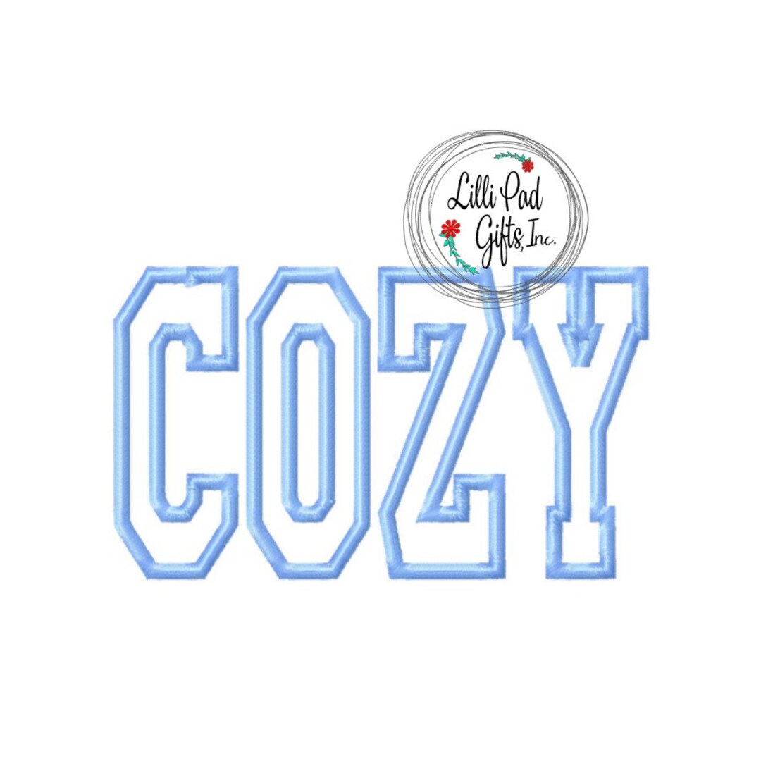 COZY -satin Outline Applique - Machine Embroidery Design - 11 Sizes ...