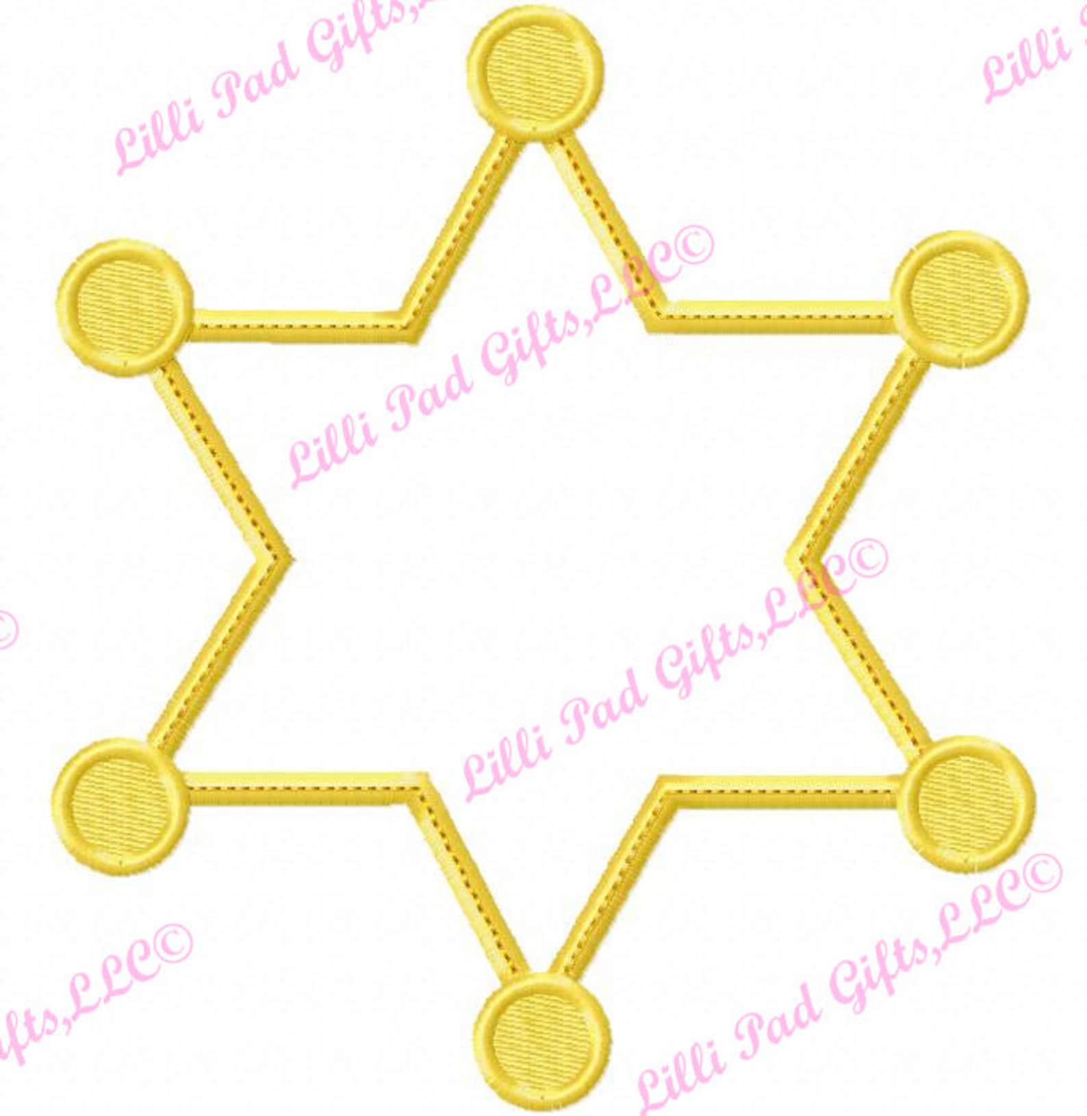 Sheriff Star Applique Machine Embroidery Design 11 Sizes - Etsy