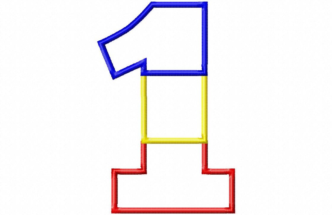 Number 1 - 3 Part Applique - Machine Embroidery Design - 8 Sizes - Etsy